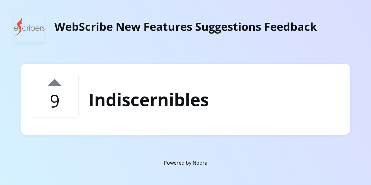 Indiscernibles | Feature Requests | WebScribe New Features Suggestions